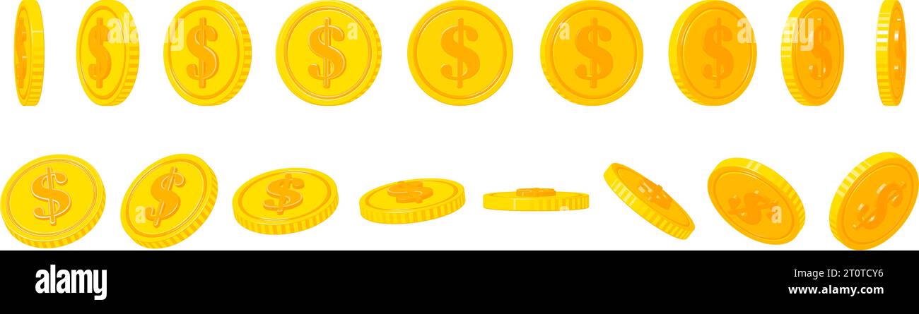 Coin illustrations from various angles ( dollar mark Stock Vector Image ...