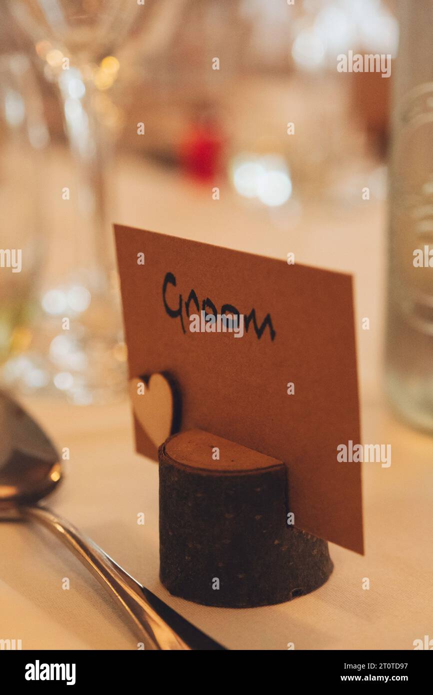 Wedding name place holders Stock Photo - Alamy