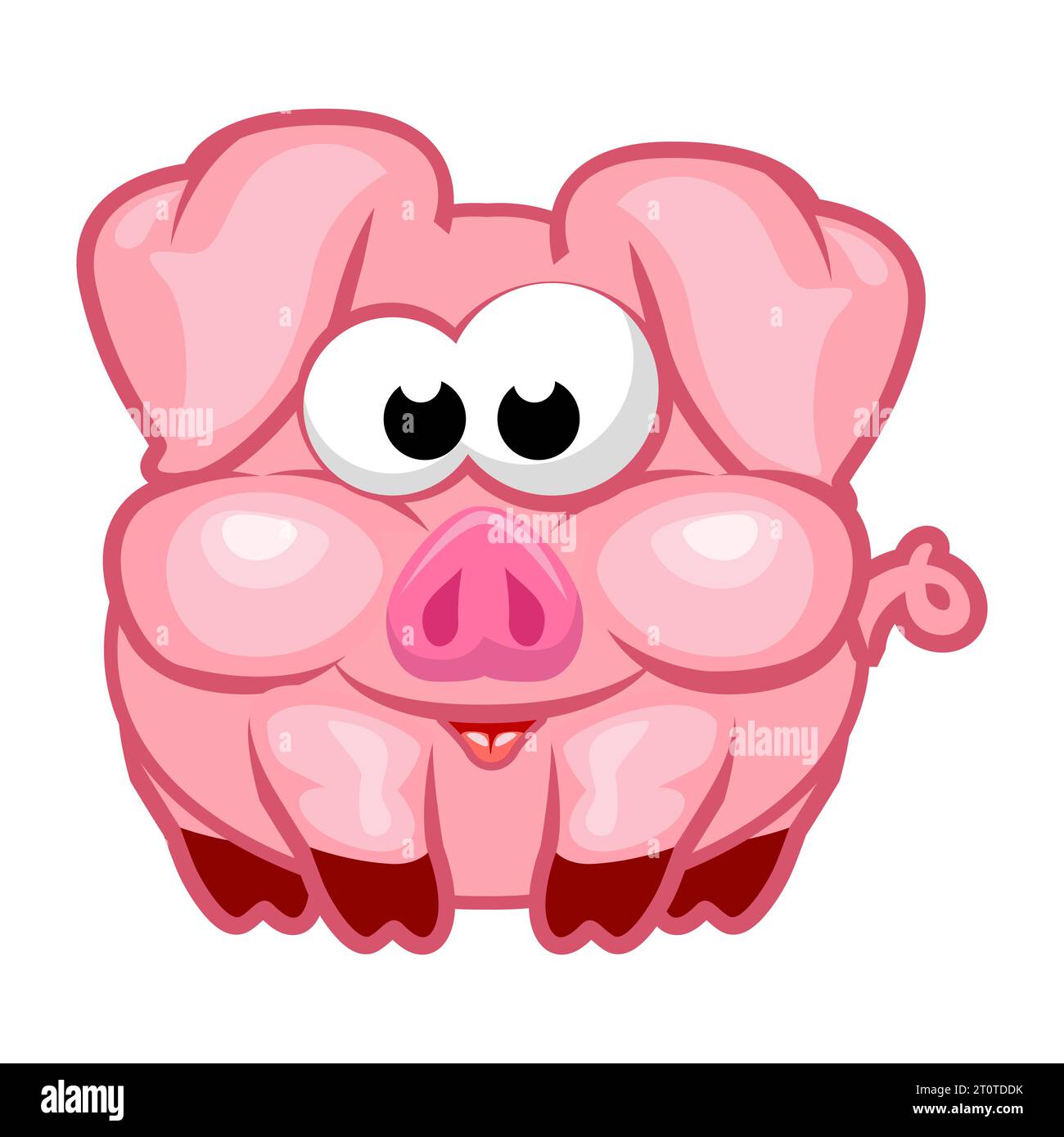 Cartoon pink pig. Vector illustration for postcard, banner, web, design ...