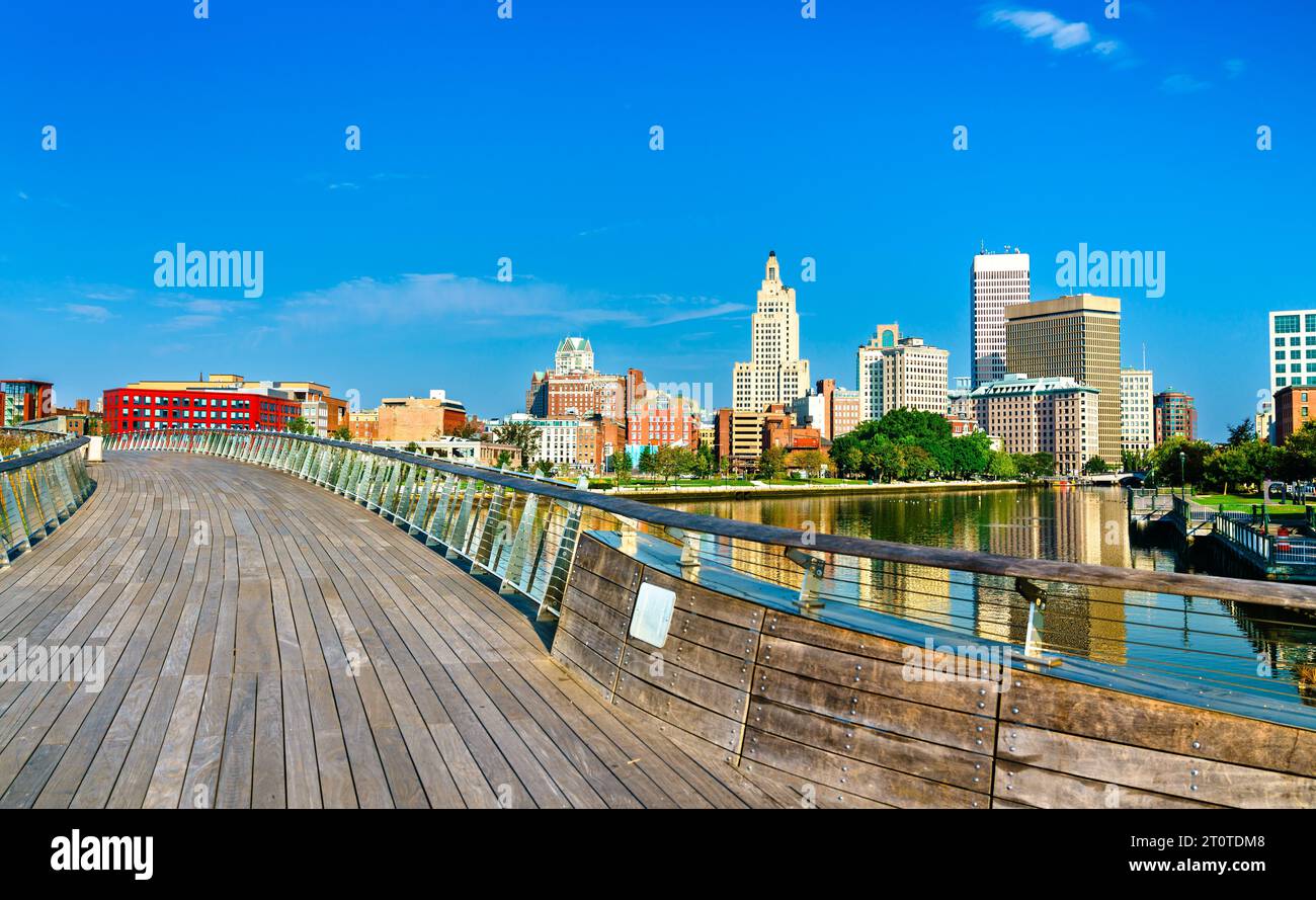 Skyline of Downtown Providence on the Providence river in Rhode Island ...