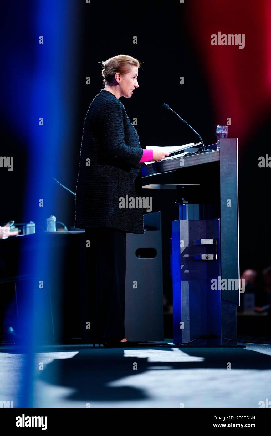 Prime Minister of Denmark Mette Frederiksen speaks at the NATO ...