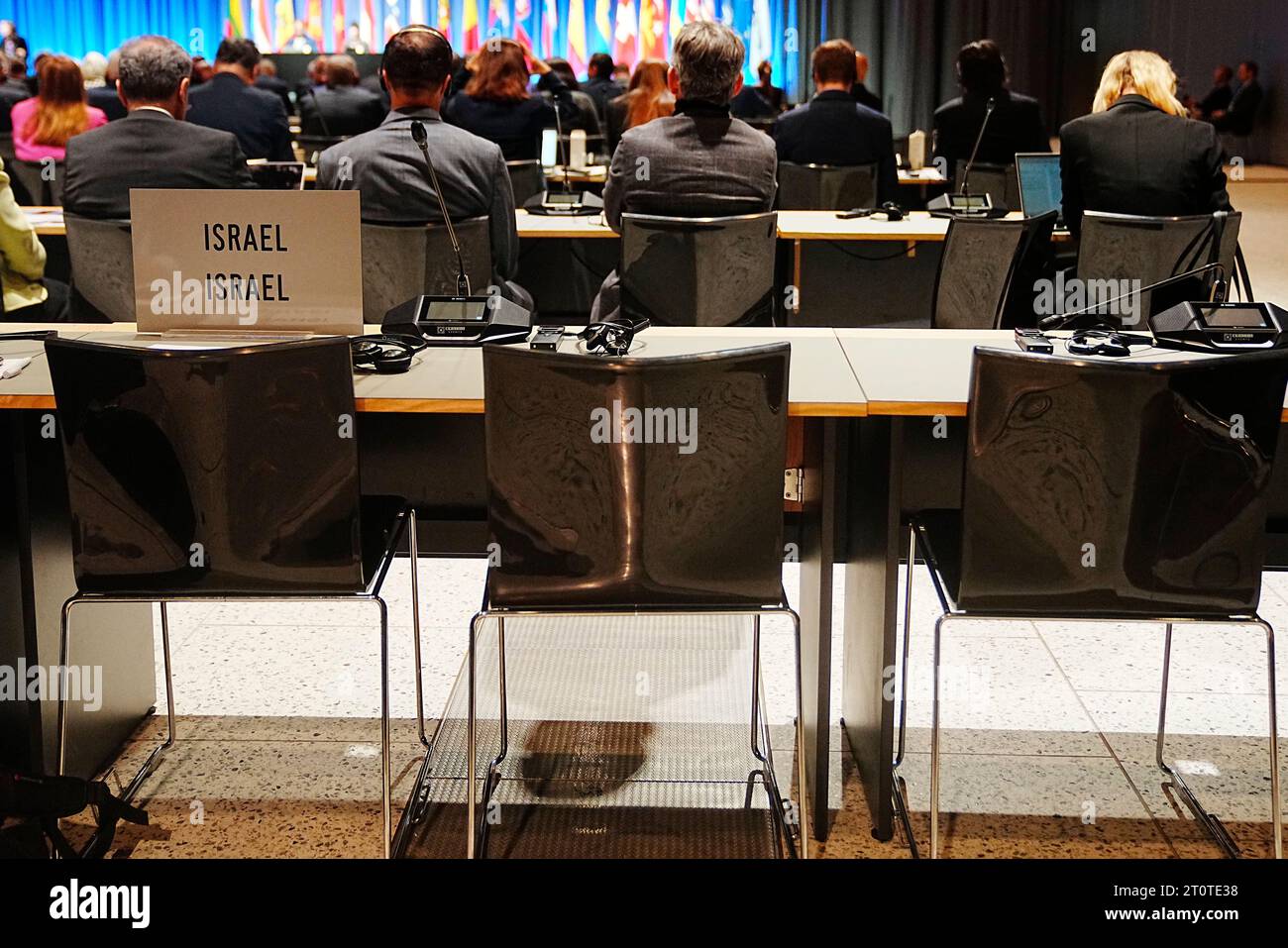 The empty seats at the Israeli table, during the NATO Parliamentary ...