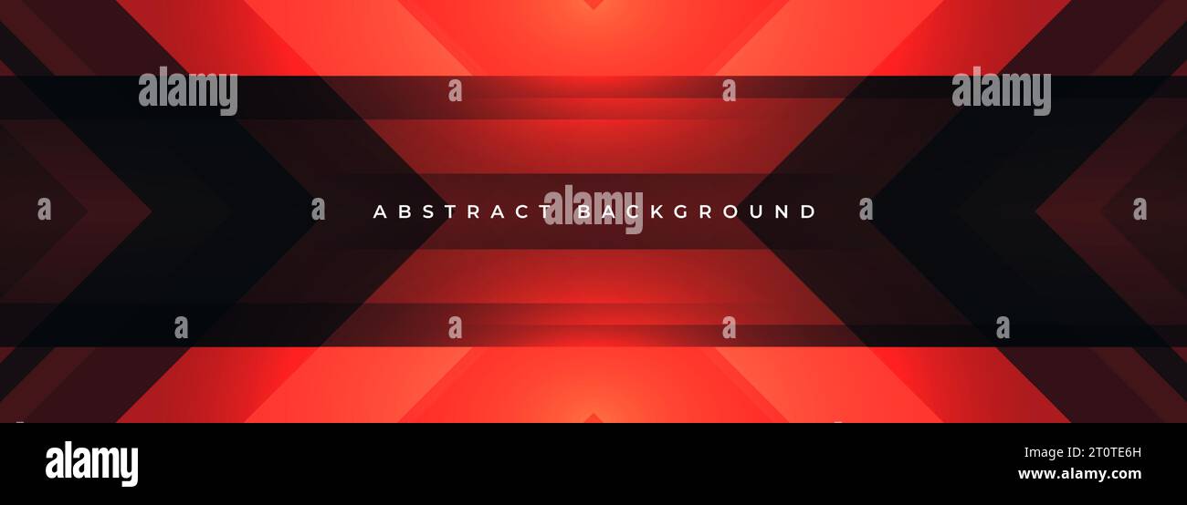Abstract red background modern wide banner with geometric shapes and ...