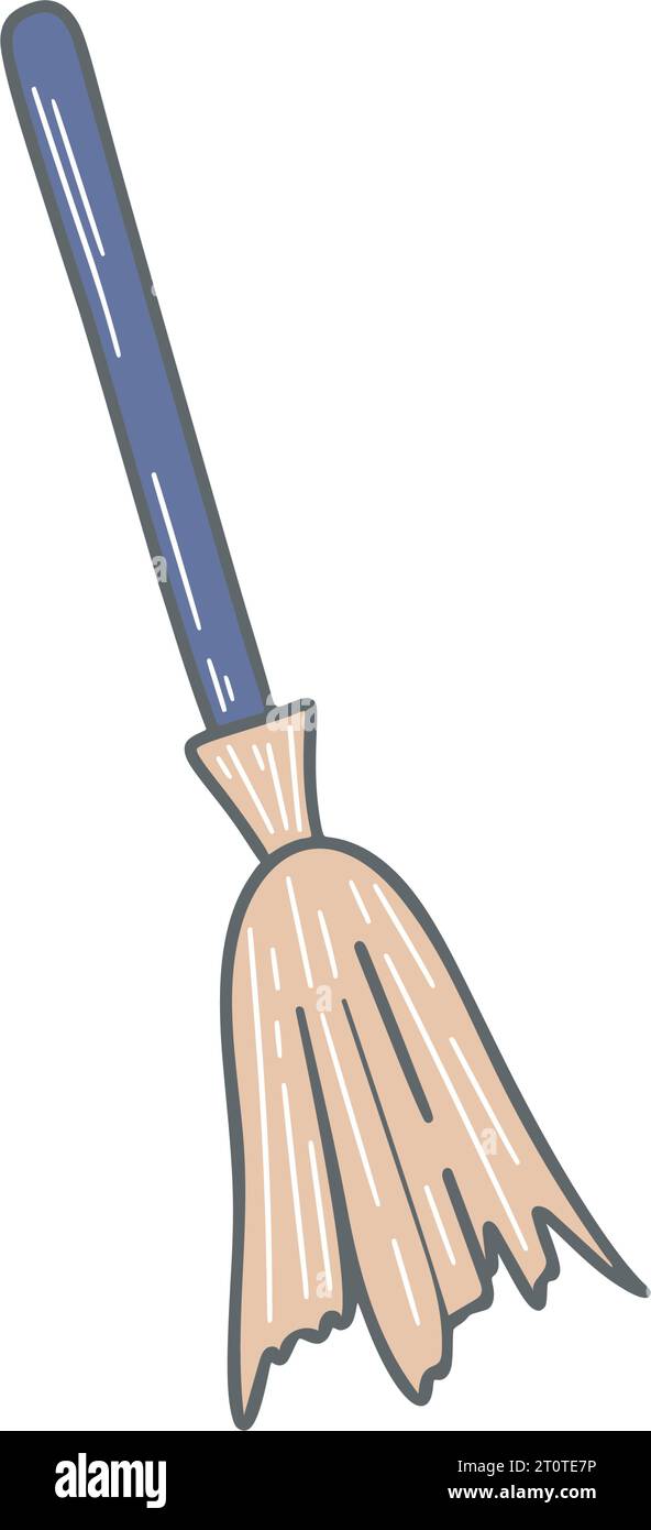 Hand drawn flying broom clip art. Witches brooms doodle sketch style ...
