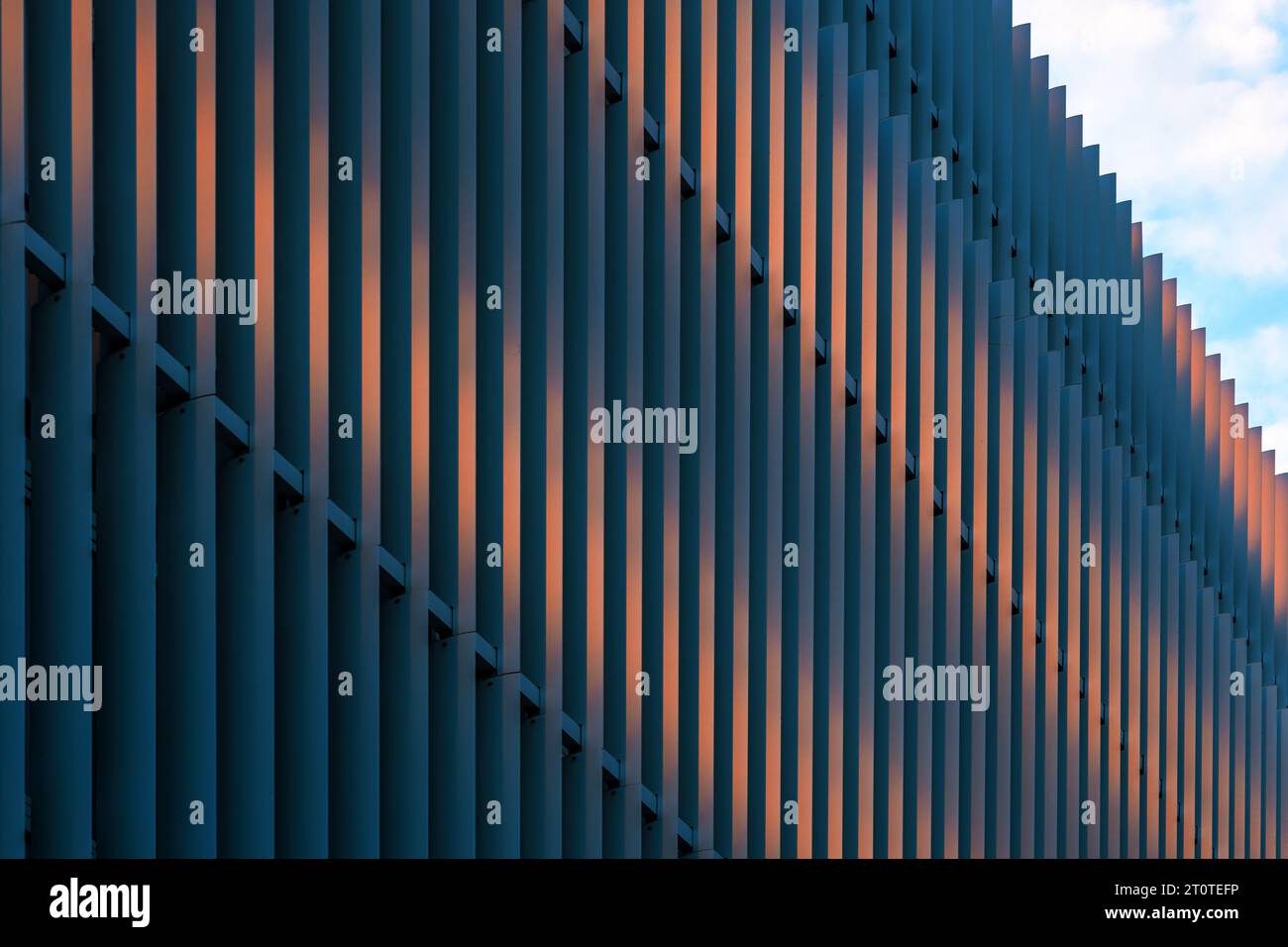 Modern metallic facade, architectural feature with stripped pattern as ...