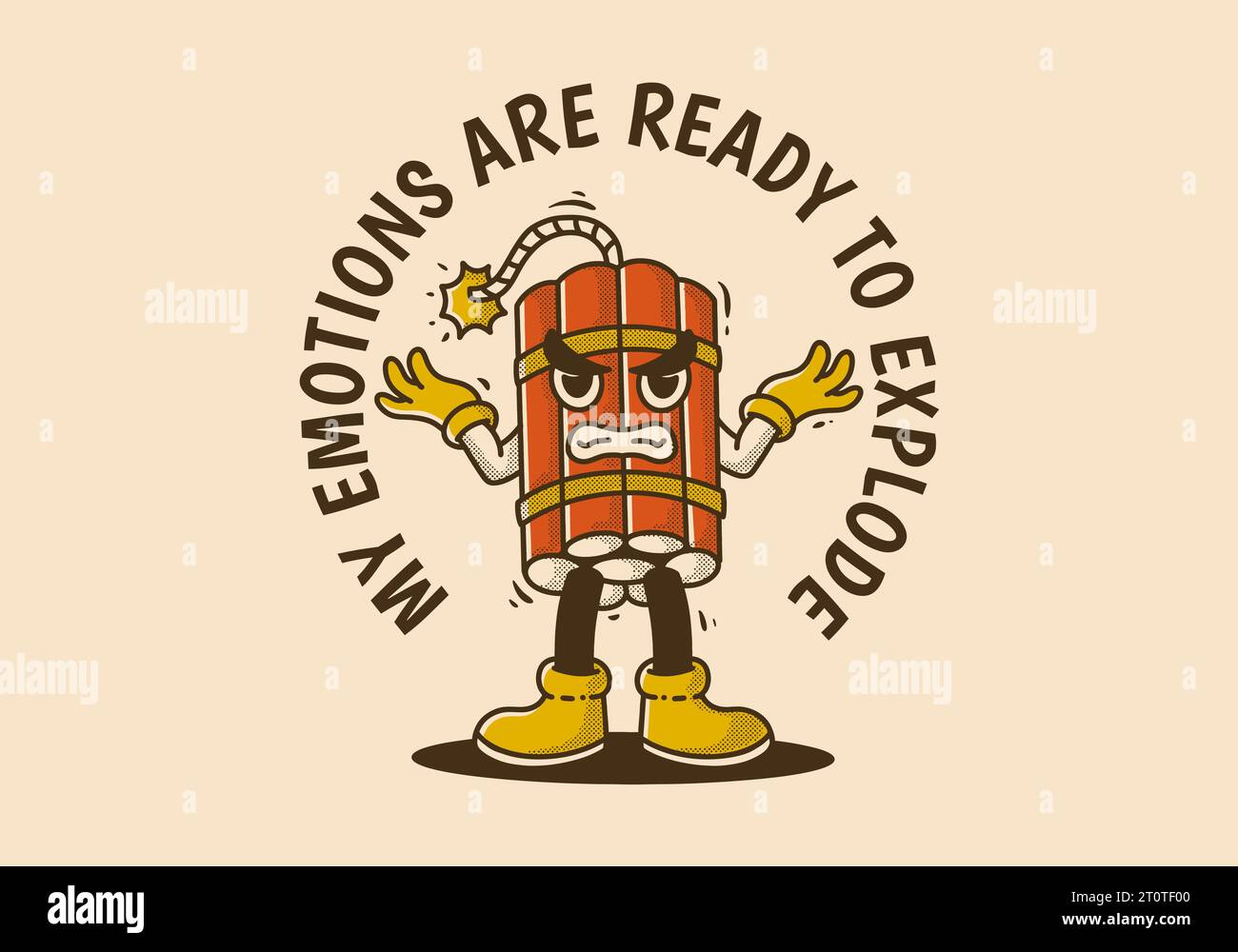 my emotions are ready to explode. Vintage mascot character design of ...