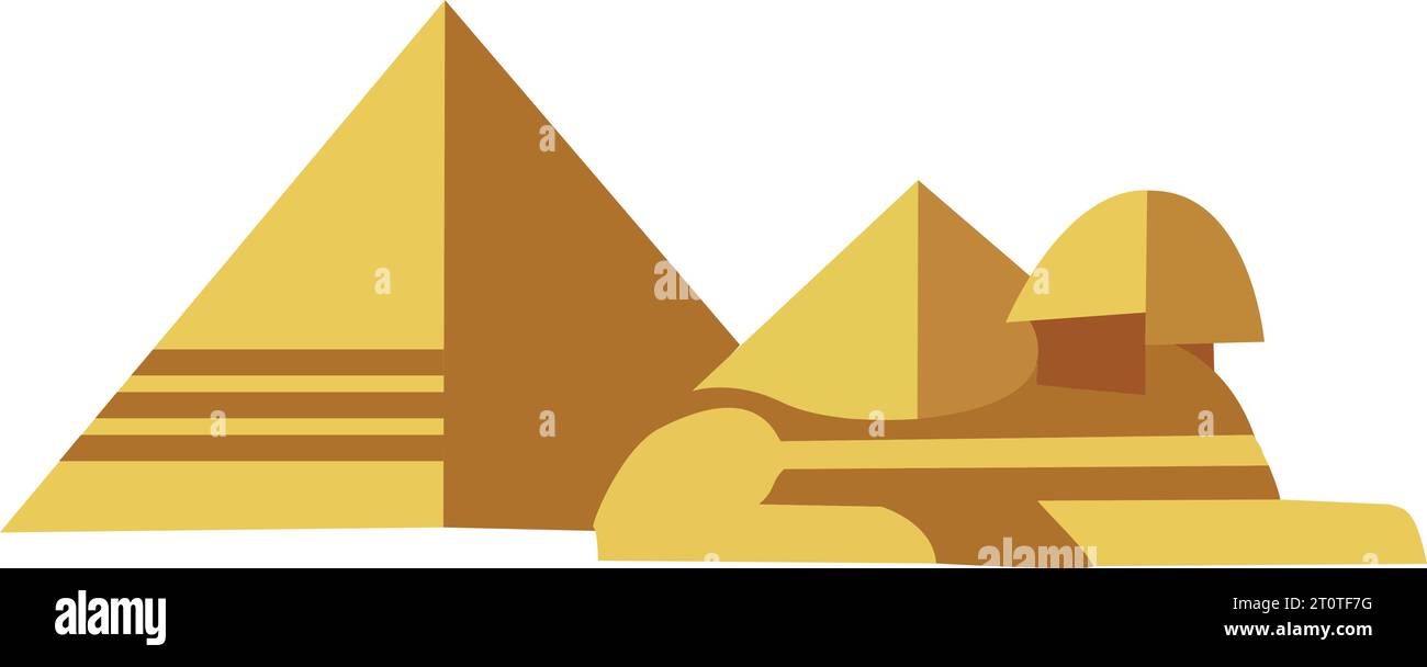 Simple colorful flat drawing of the Egyptian historical landmark monument of the GIZA PYRAMID ...