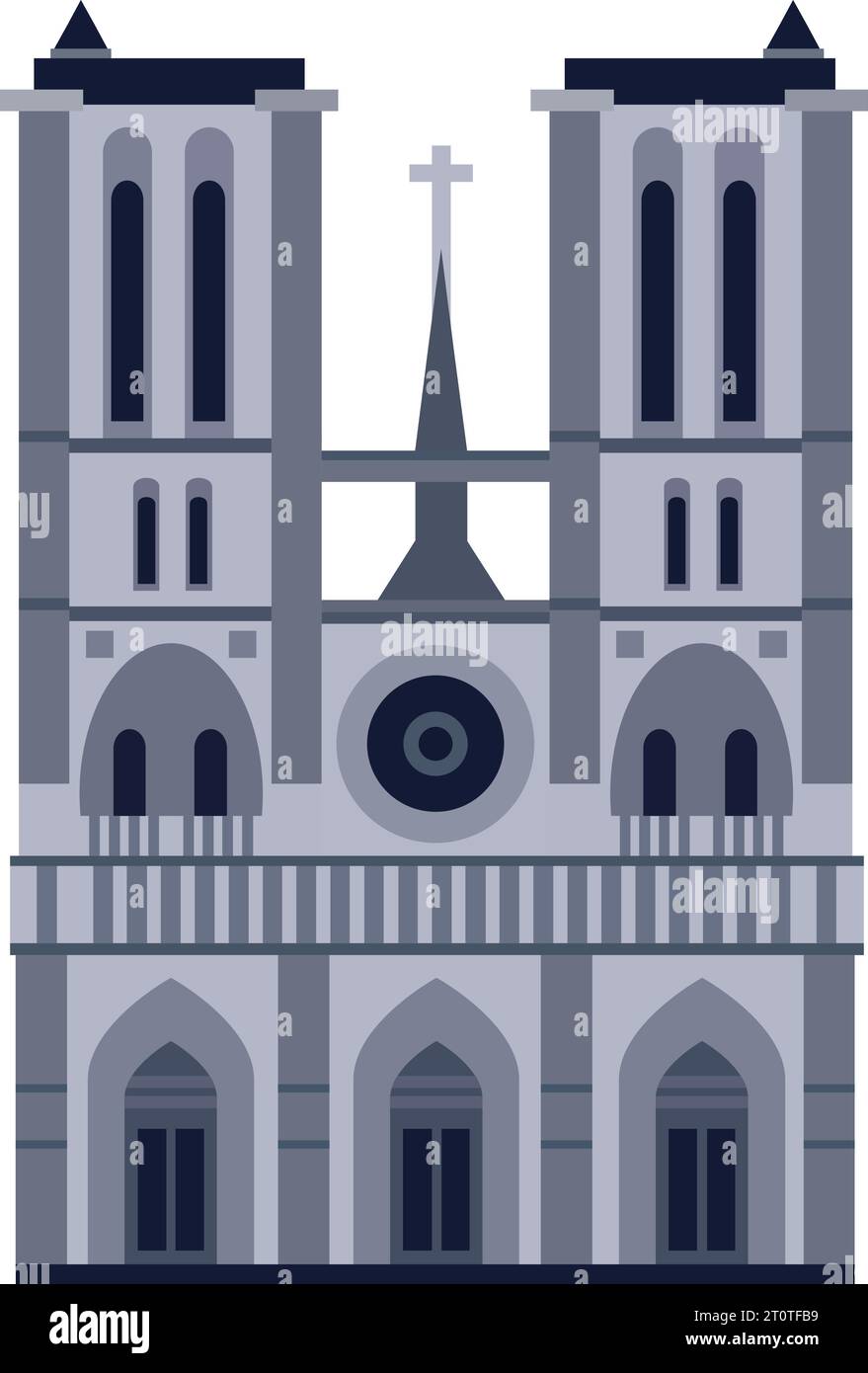 Simple colorful flat drawing of the French historical landmark monument of the NOTRE DAME DE ...