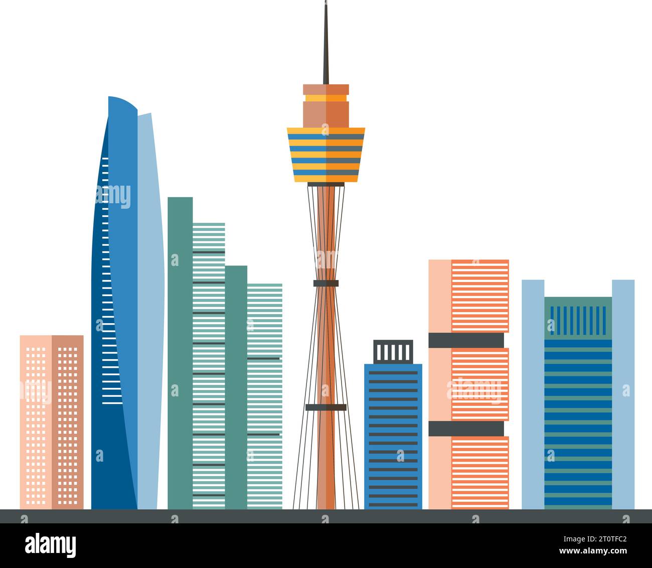 Simple colorful flat drawing of the Australian landmark city skyline ...