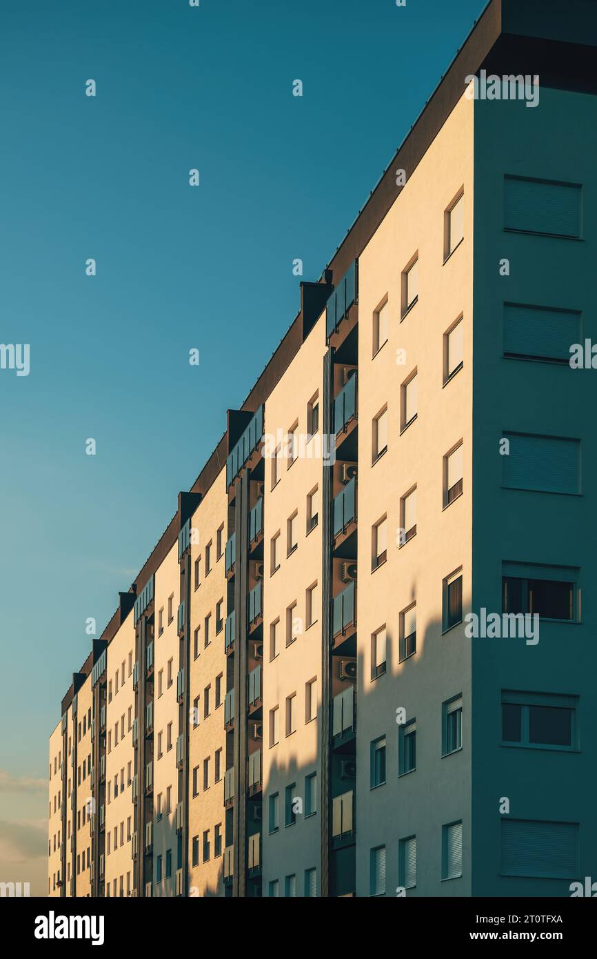 Residential condominium apartment building with windows facing west ...