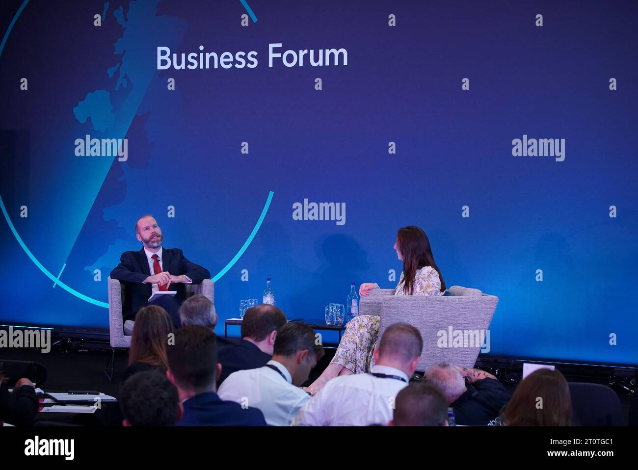 Shadow business secretary Jonathan Reynolds (left) and Kelly Devine, Divisional President, UK ...
