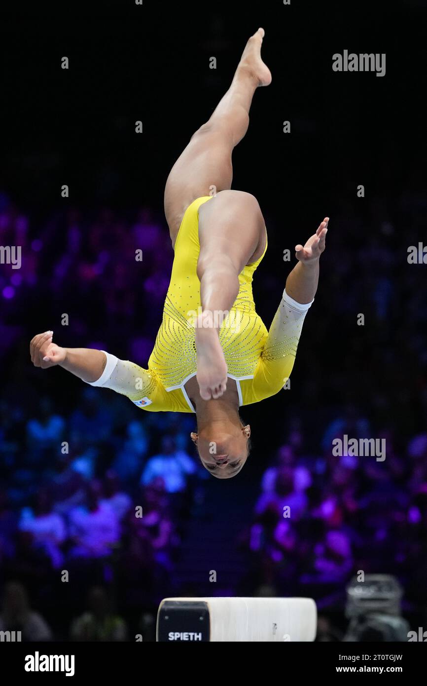 Antwerp, Belgium. 8th Oct, 2023. Rebeca Andrade of Brazil competes ...