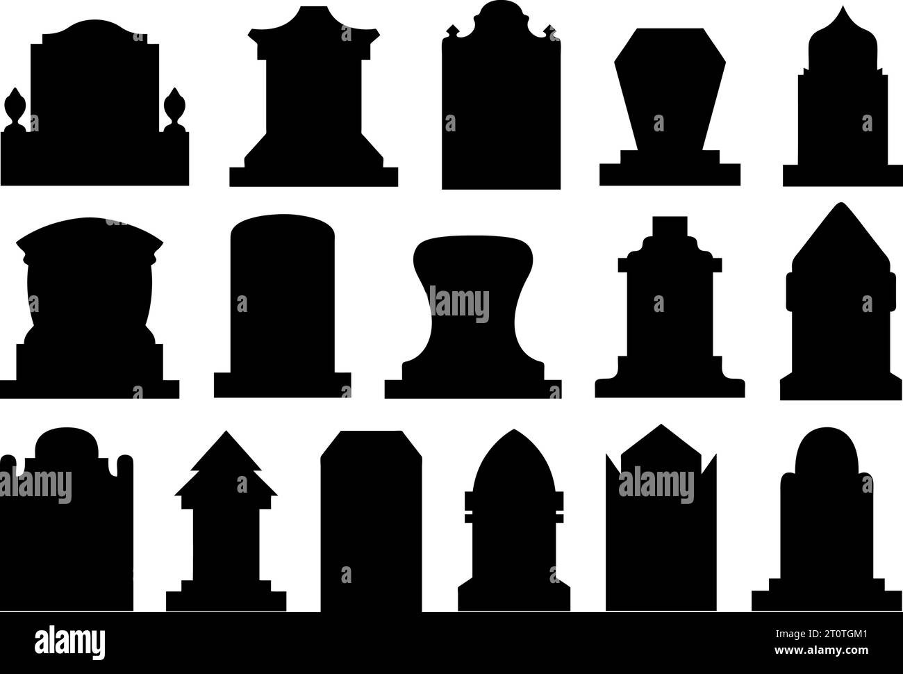 Collection of different gravestones isolated on white Stock Vector ...