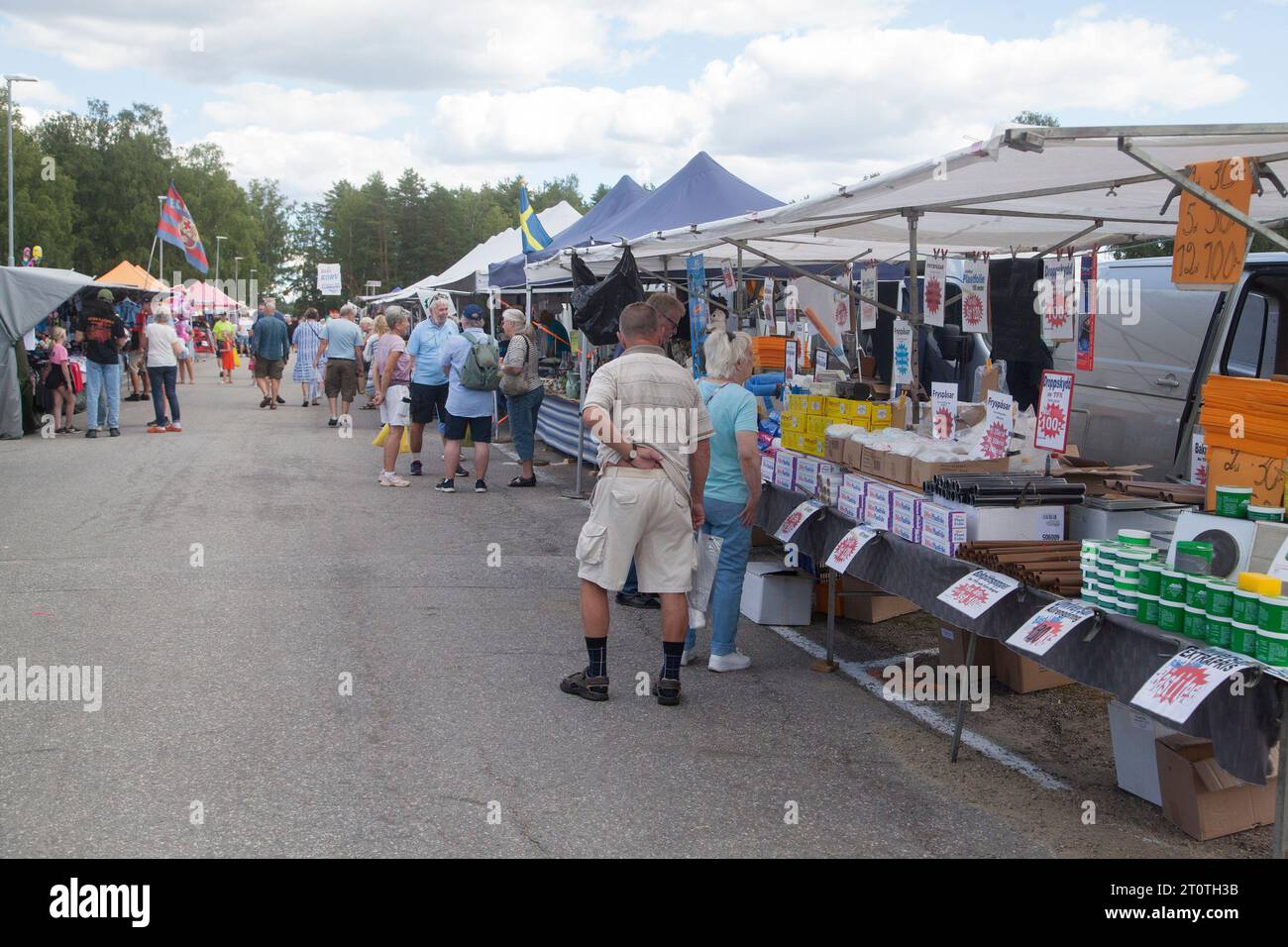 SUMMER MARKET with sales from temporary stalls Stock Photo - Alamy