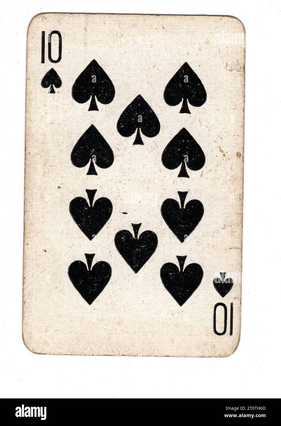 A vintage ten of spades playing card isolated on a white background ...