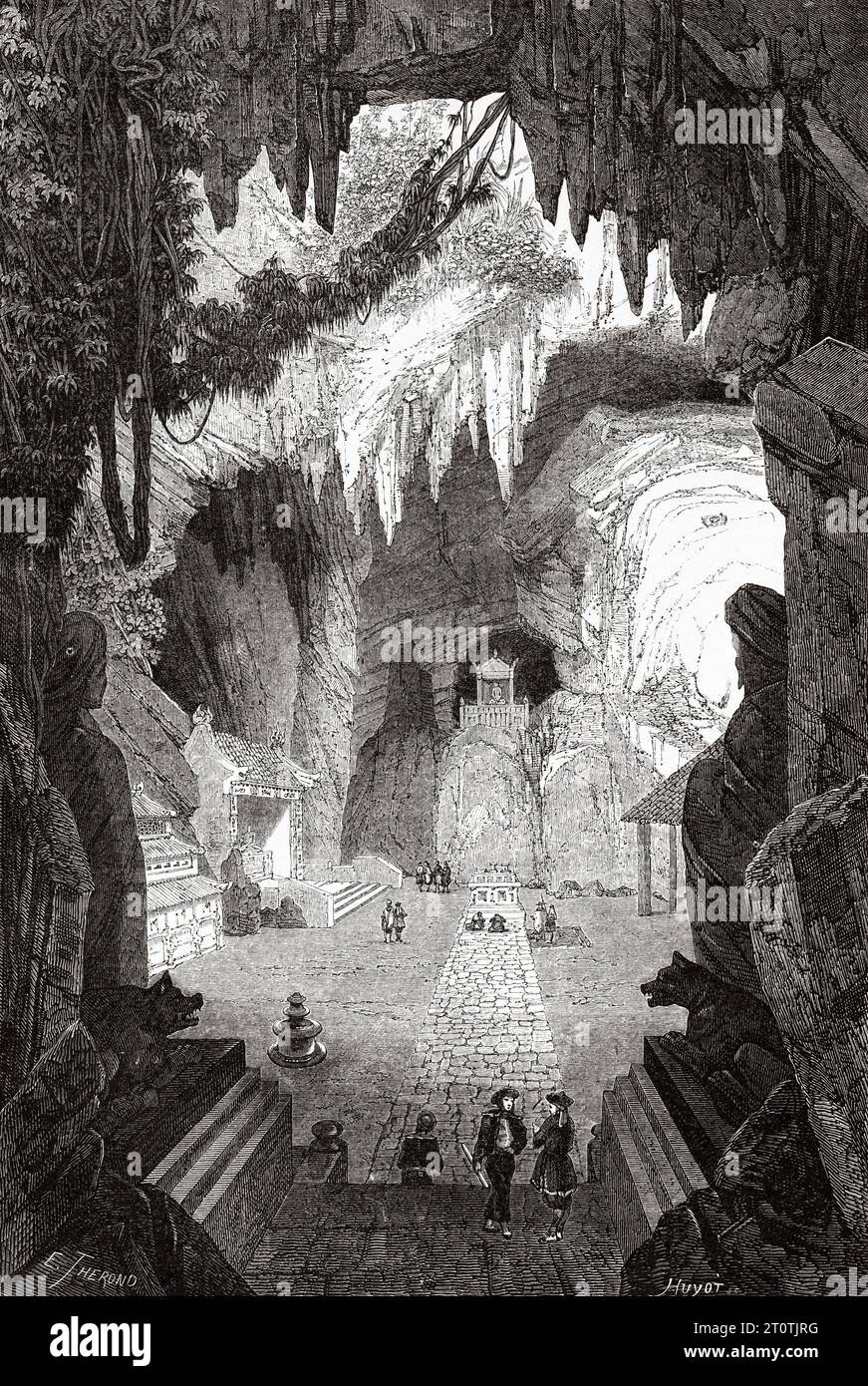Subterranean Buddhist temple in the marble rocks near Tourane (Da Nang ...