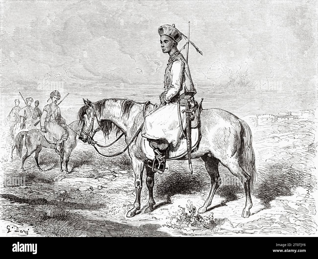 Tatar horsemen, Sino-Tatar army, China, Asia. Travels in China and ...