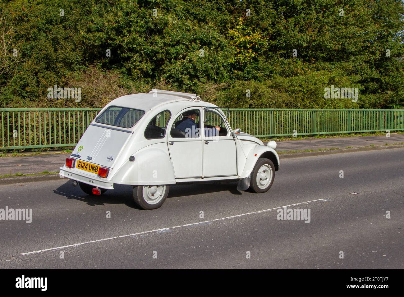1987 80s eighties White Citroën 2 CV6 Special, Roll back roof Stock ...