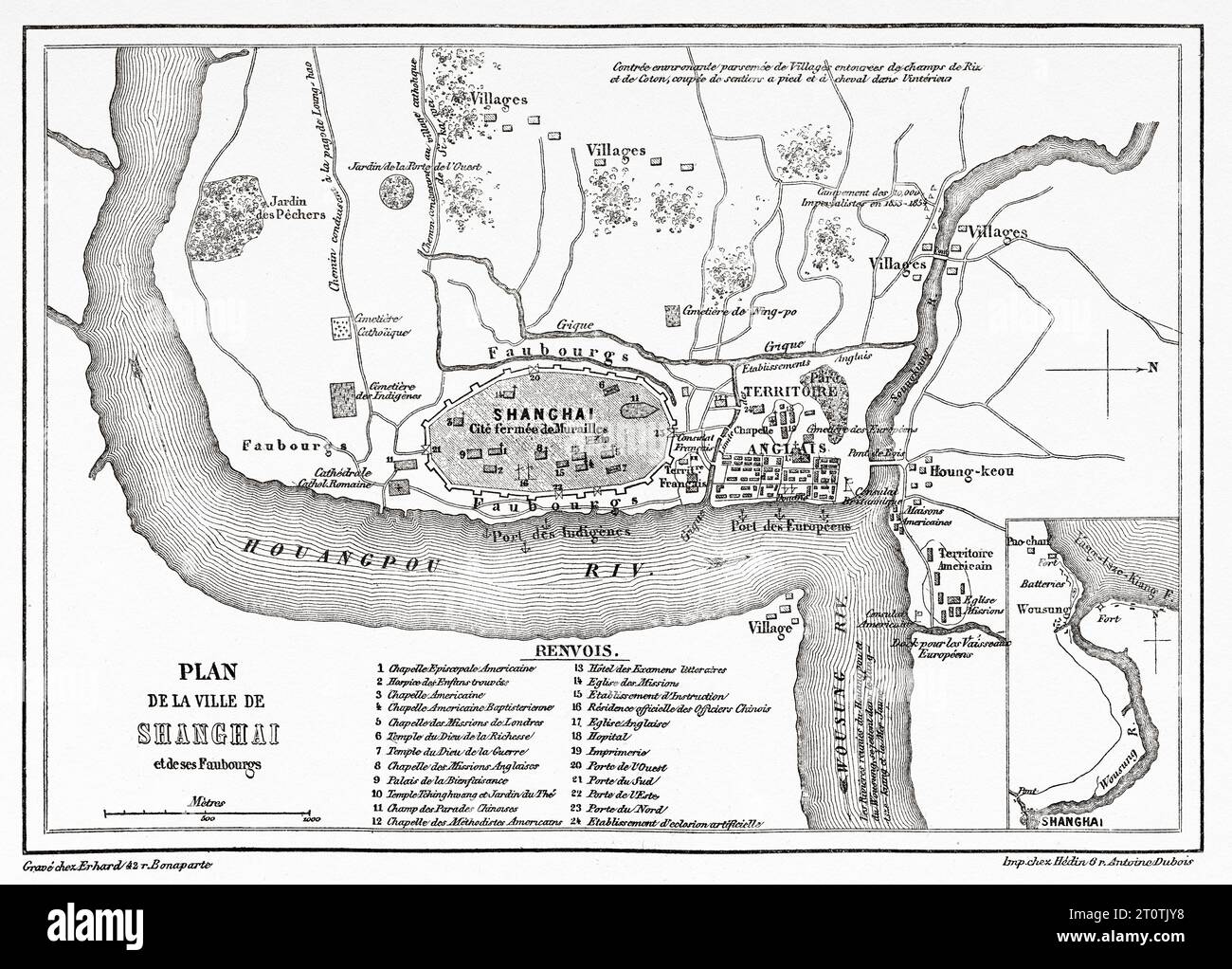 Old Map of the City of Shanghai and its Suburbs, China, Asia. Travels ...