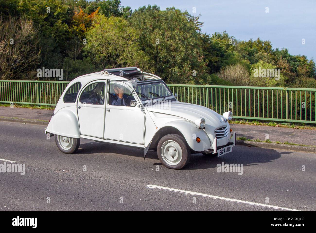 1987 80s eighties White Citroën 2 CV6 Special, Roll back roof Stock ...