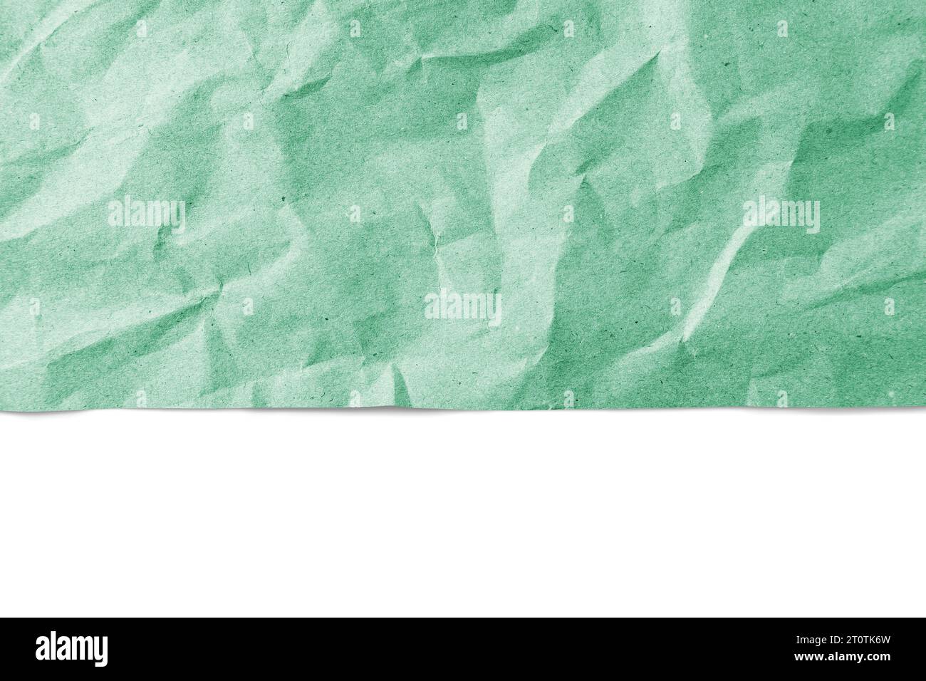 Recycled crumpled green paper texture with edge, border isolated on ...