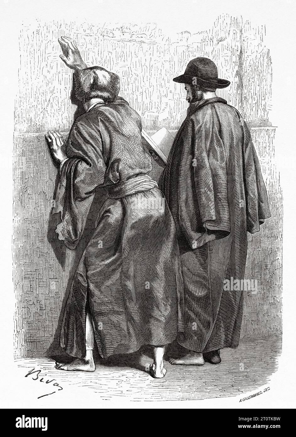 Two praying Jews at the Western Wall, Jerusalem. Travels in Palestine ...