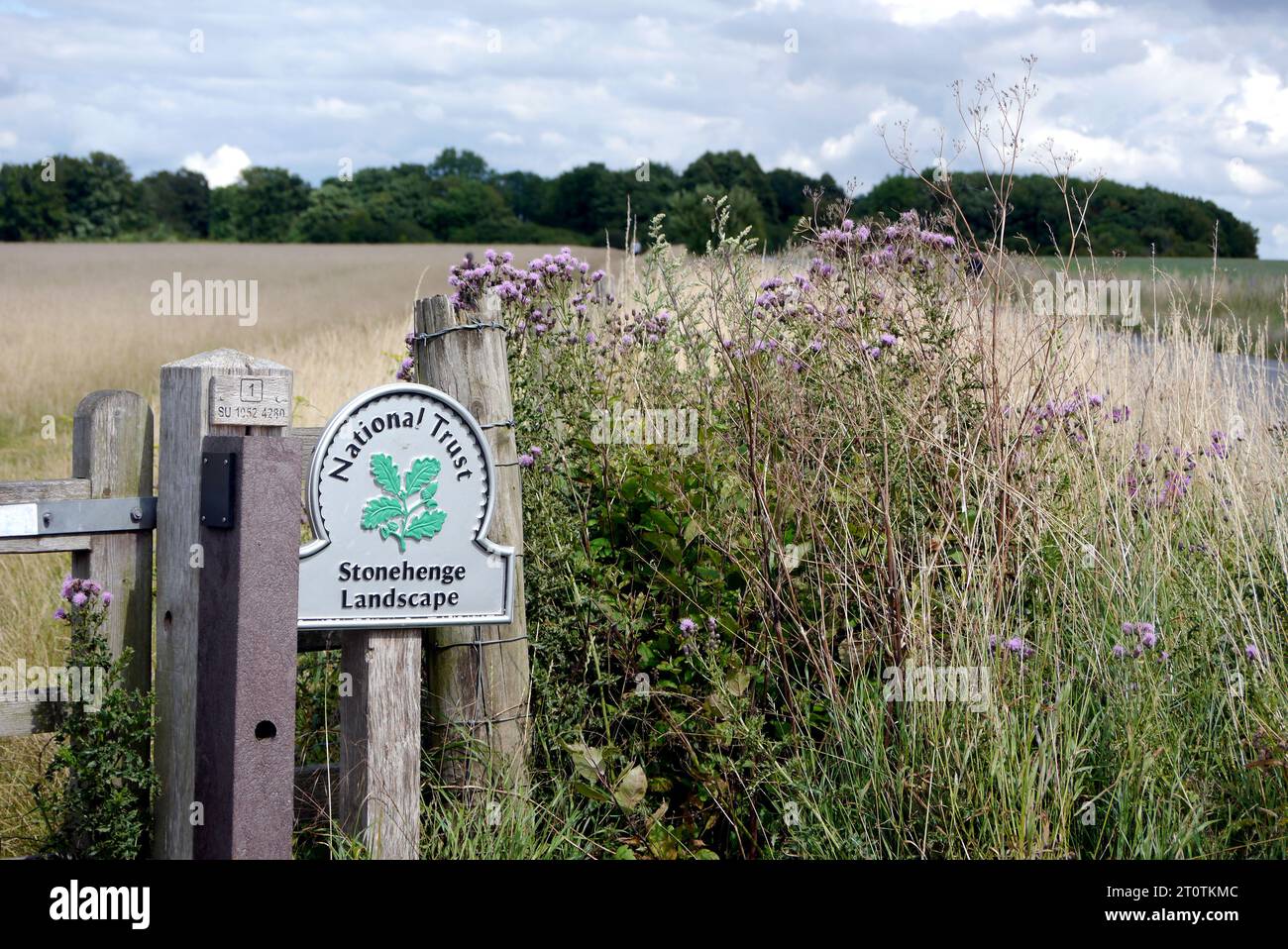 National Trust Signpost by Wooden Gate on Path to Stonehenge from the ...