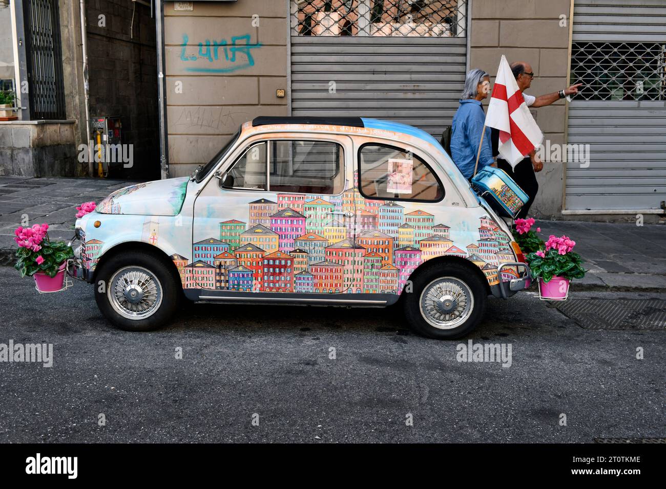 Genoa. Fiat 500 Stock Photo - Alamy
