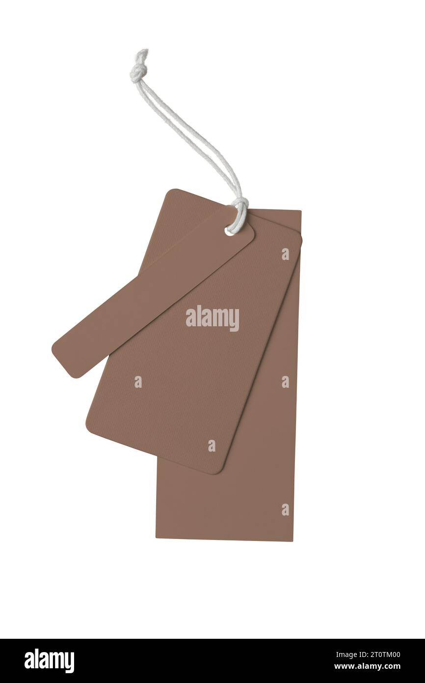 Various shape of blank brown paper label or cloth tag set isolated on ...