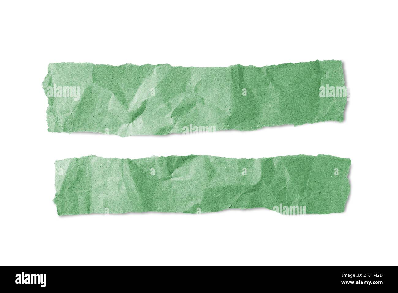 Green crumpled paper pieces with torn edge isolated on white background ...