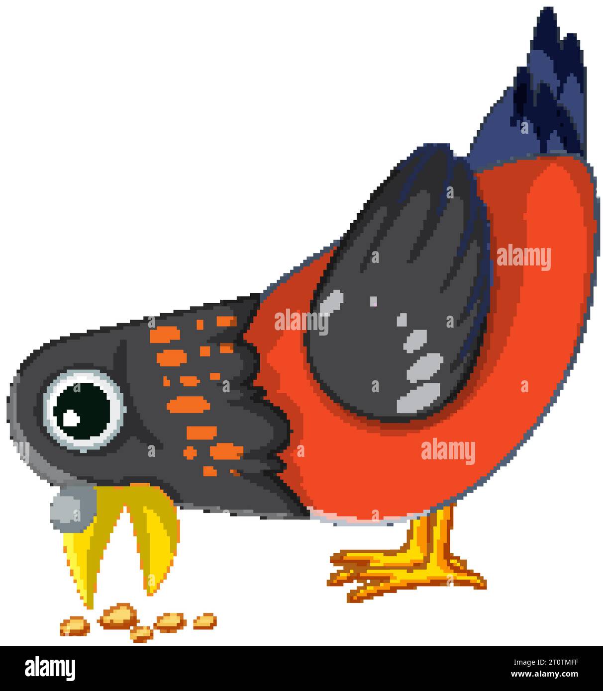 A cute bird cartoon character happily eating food Stock Vector Image ...