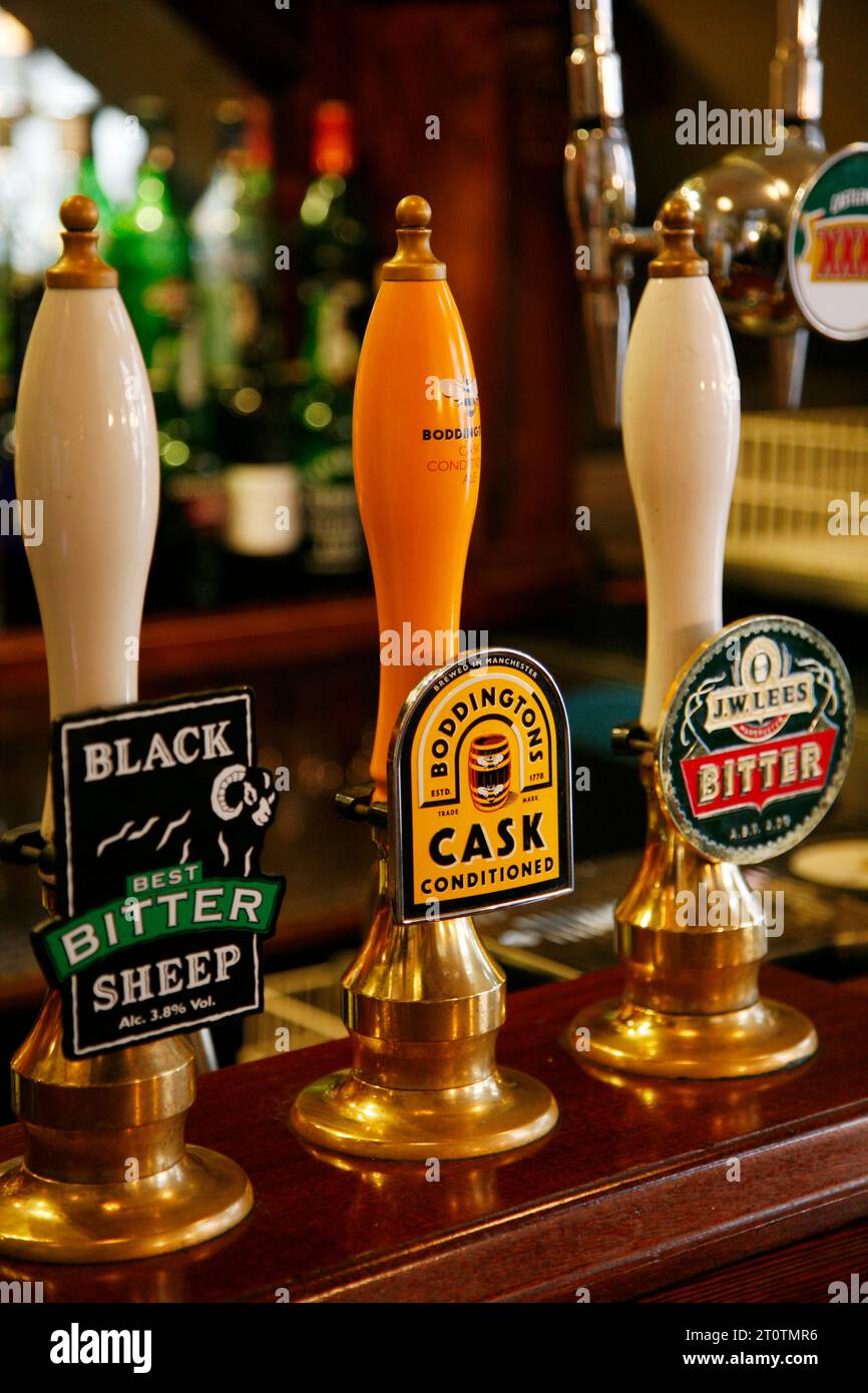Beer taps, Mr Thomas's Chophouse bar on Cross street, Manchester ...