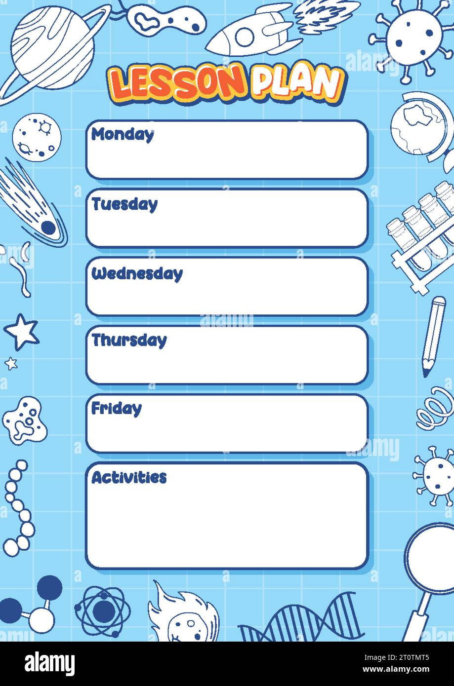 A vector cartoon illustration style template for planning weekly ...