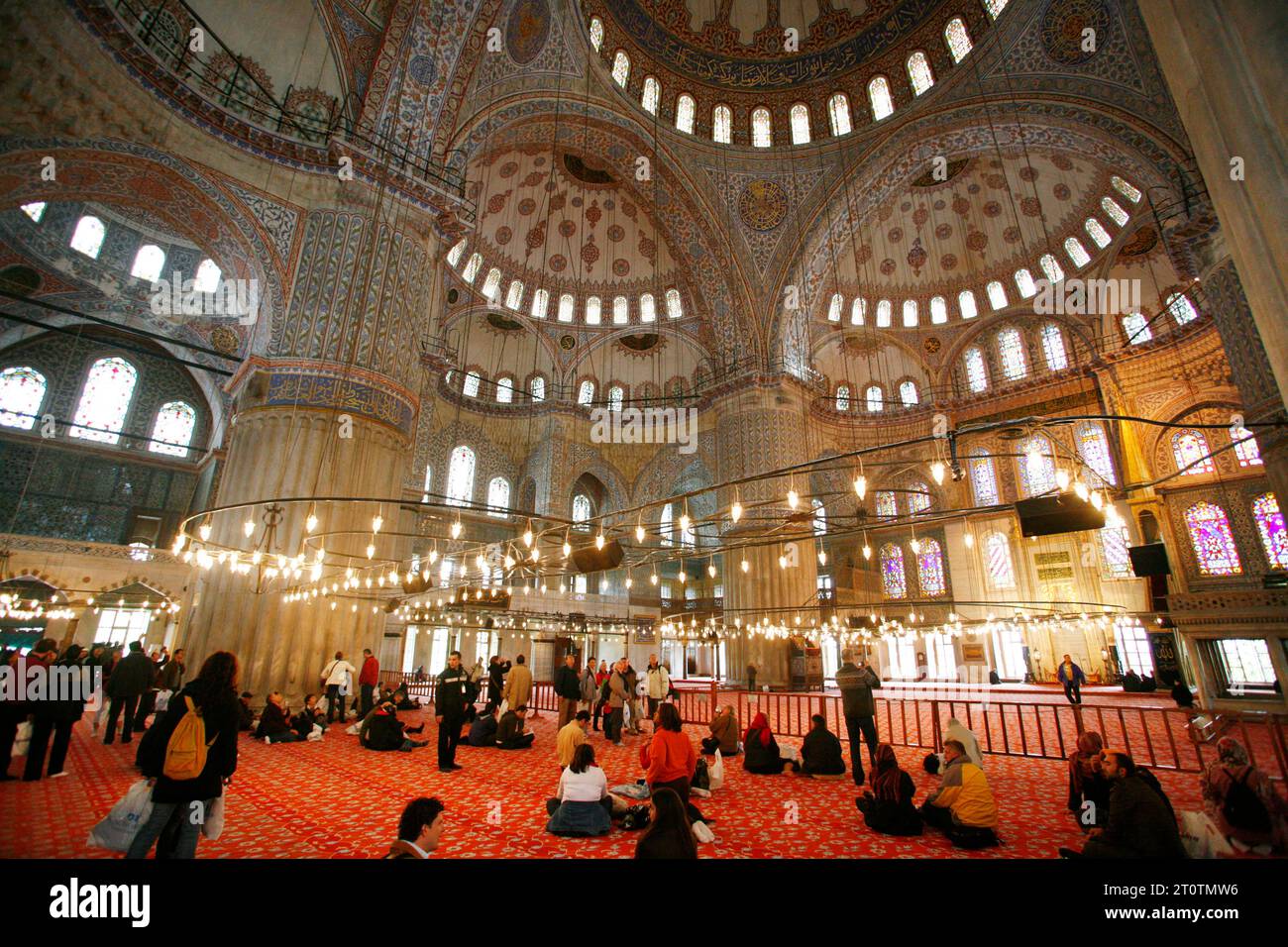 The interior of the Blue Mosque or in its Turkish name Sultan Ahmet ...