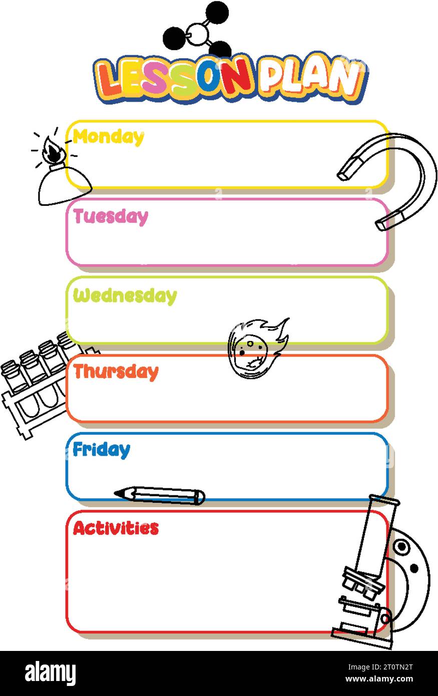 A vector cartoon illustration style template for planning weekly ...