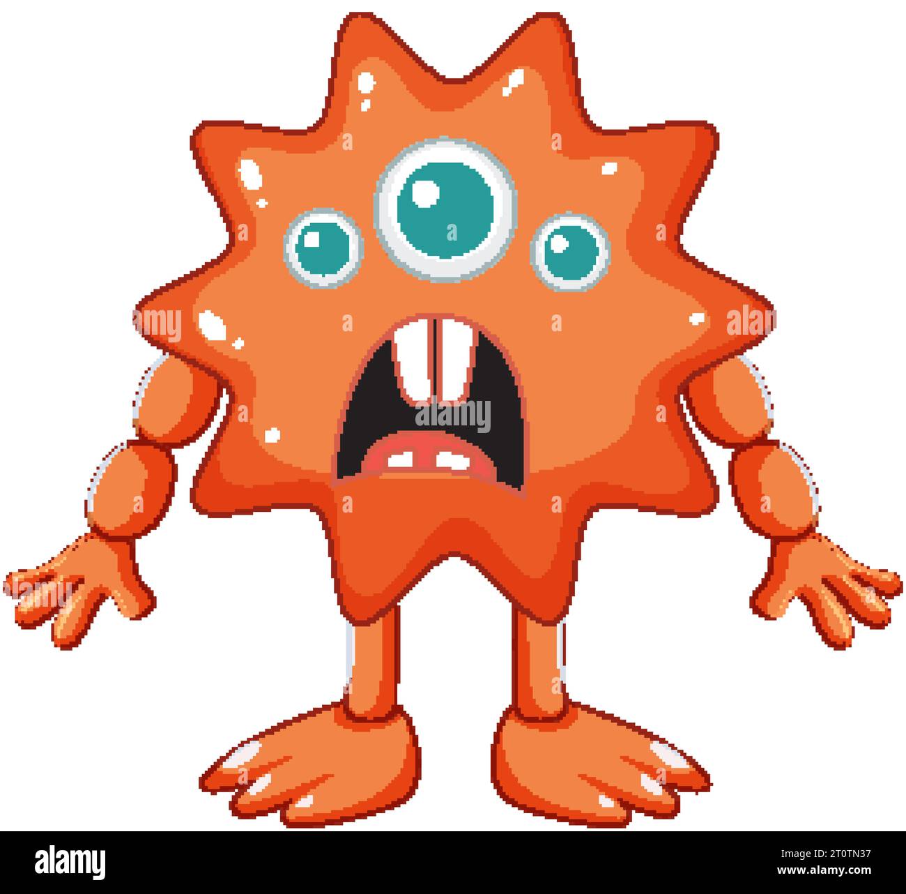 A vibrant and playful cartoon character with spiky hair and three eyes ...