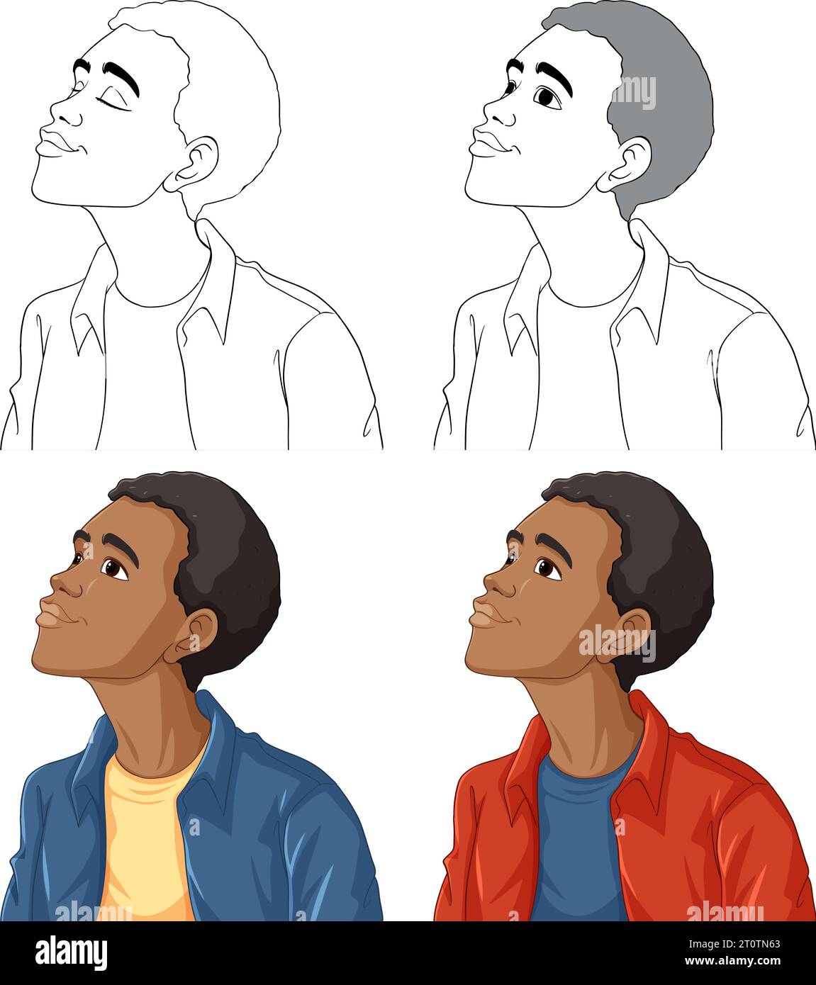 African man cartoon character doodle outline illustration Stock Vector ...