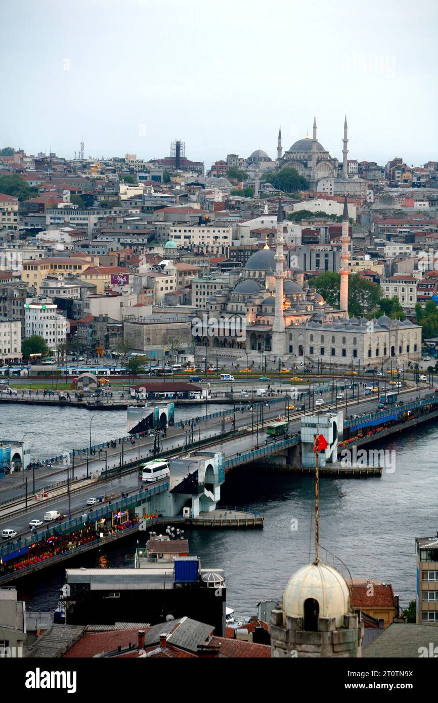 Skyline of Istanbul with a view over the Golden Horn and the Galata ...