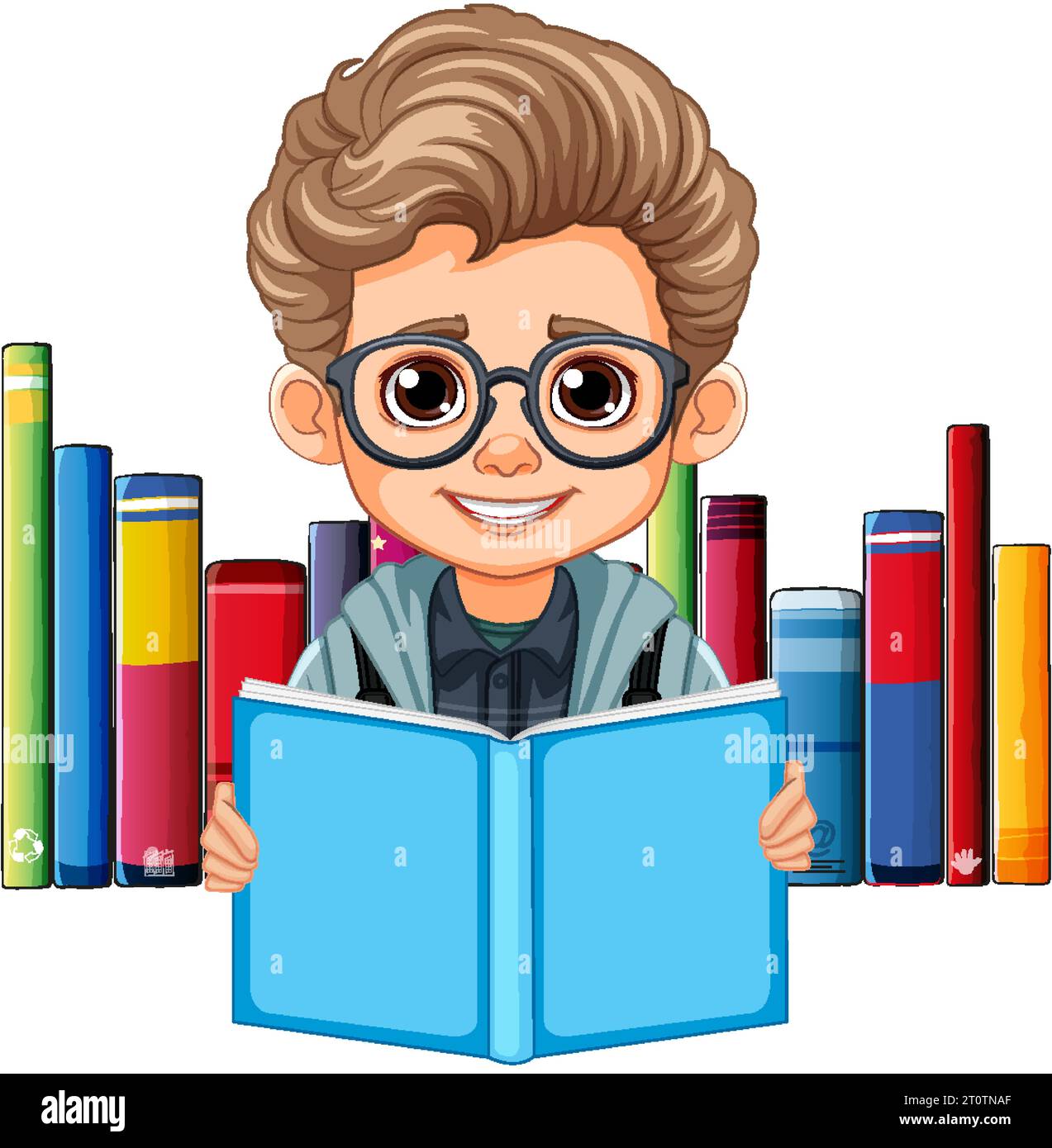 Smart Boy Reading Book illustration Stock Vector Image & Art - Alamy