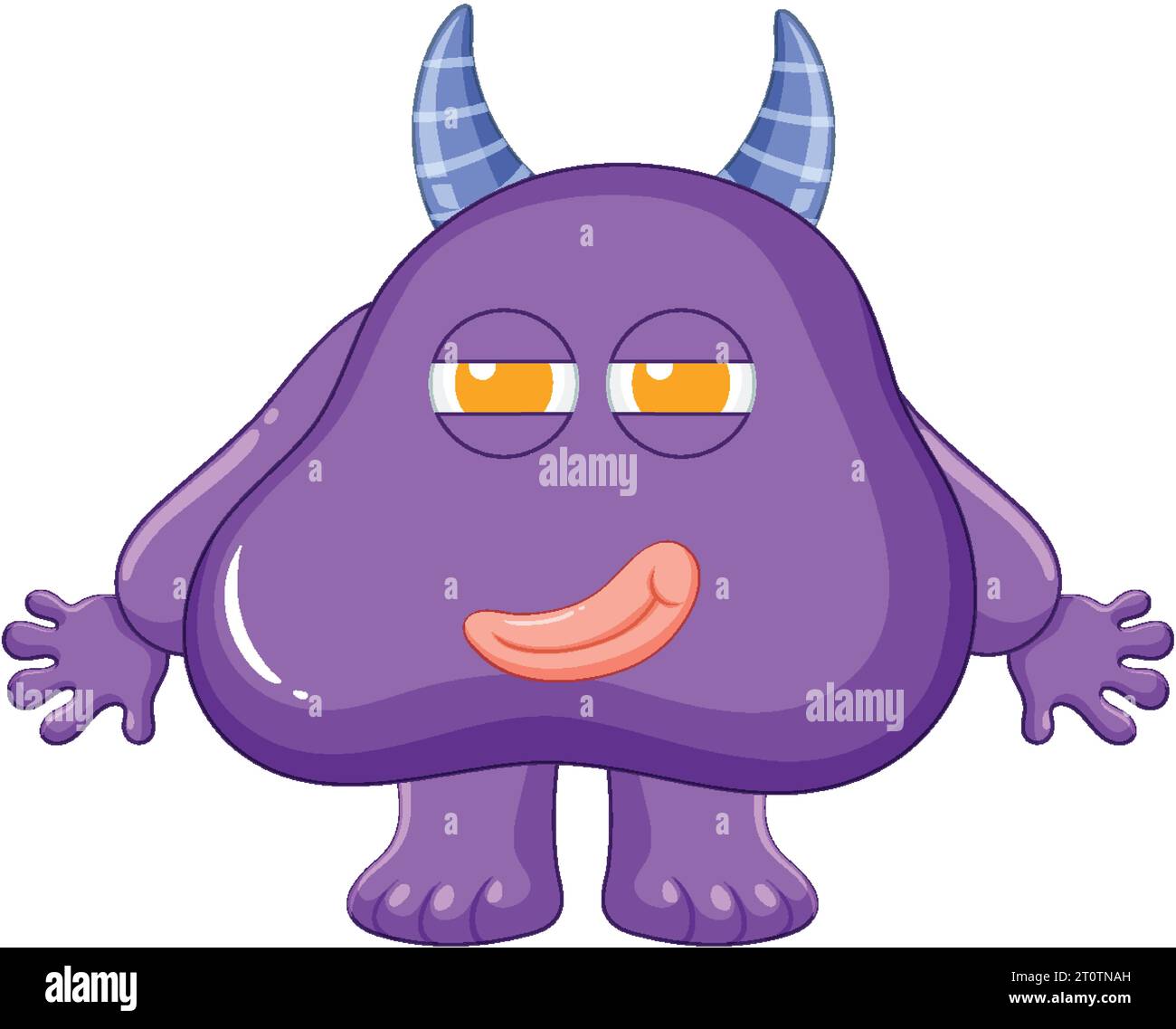 A vibrant and playful cartoon illustration of a purple alien monster ...