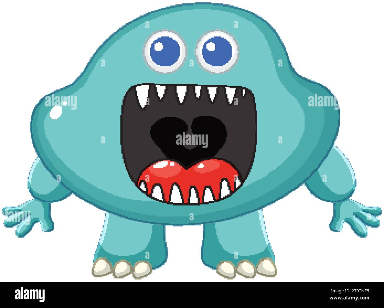 A vector illustration of a blue monster with a wide open mouth Stock ...