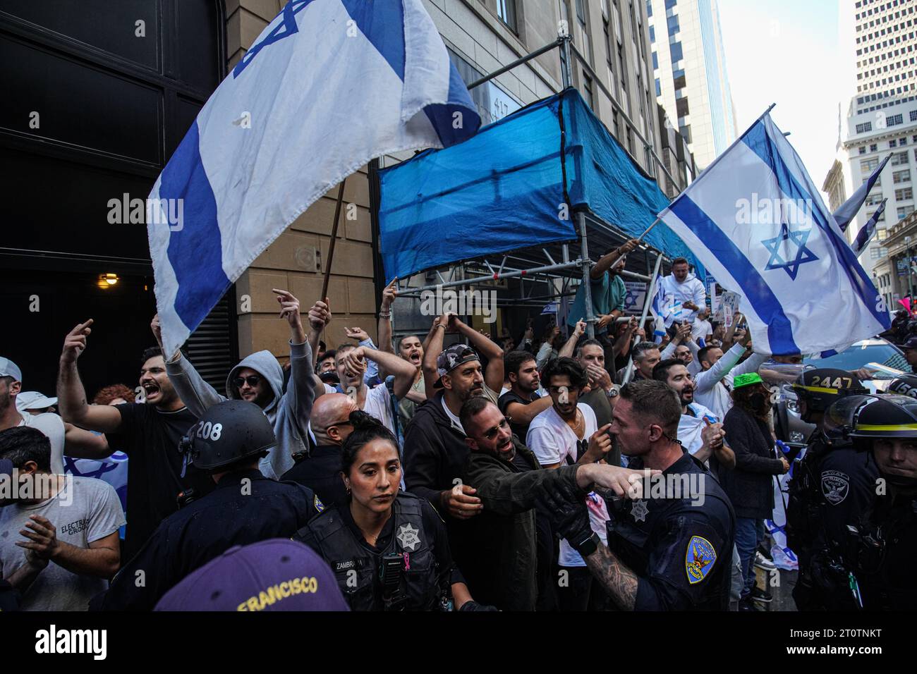 San Francisco, USA. 08th Oct, 2023. Supporters of Israel with Israel ...