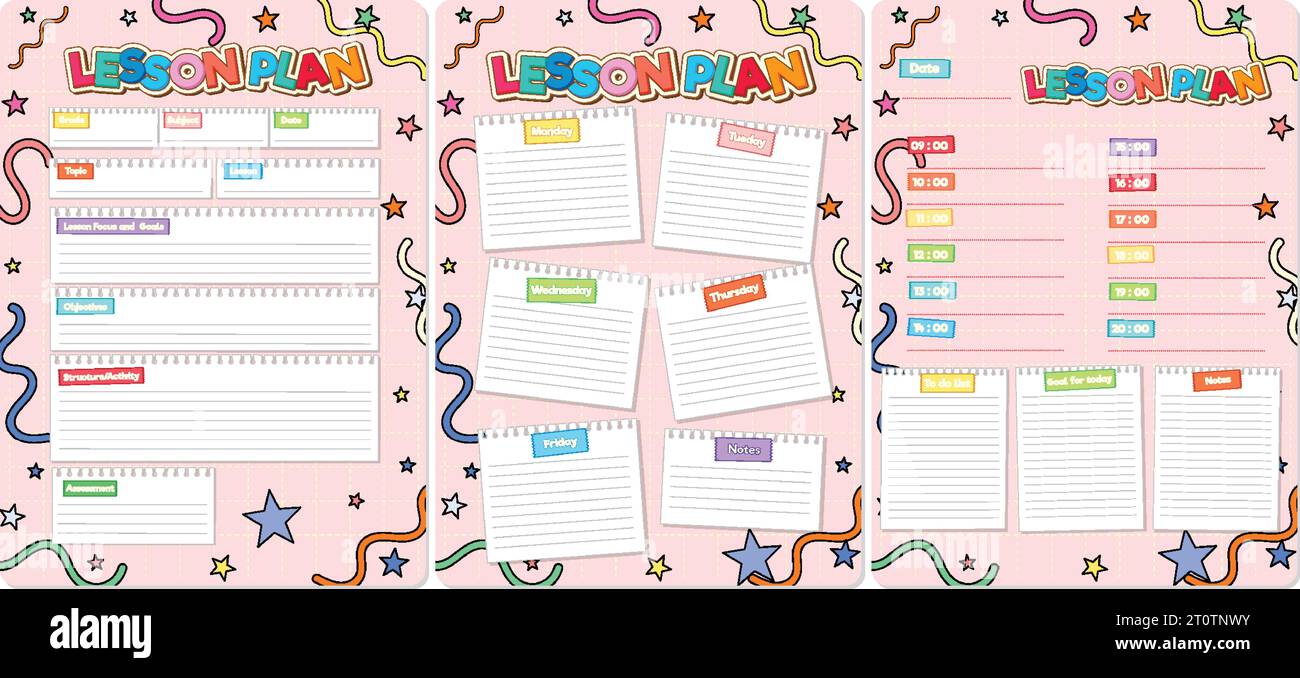 A template for students' lesson plans on a lined notepad Stock Vector ...