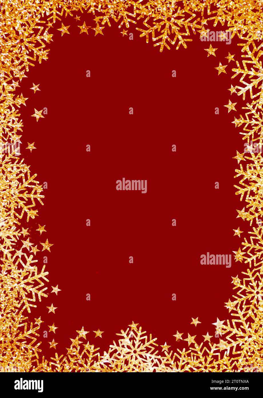 Christmas background with a border of glittery gold snowflakes Stock ...