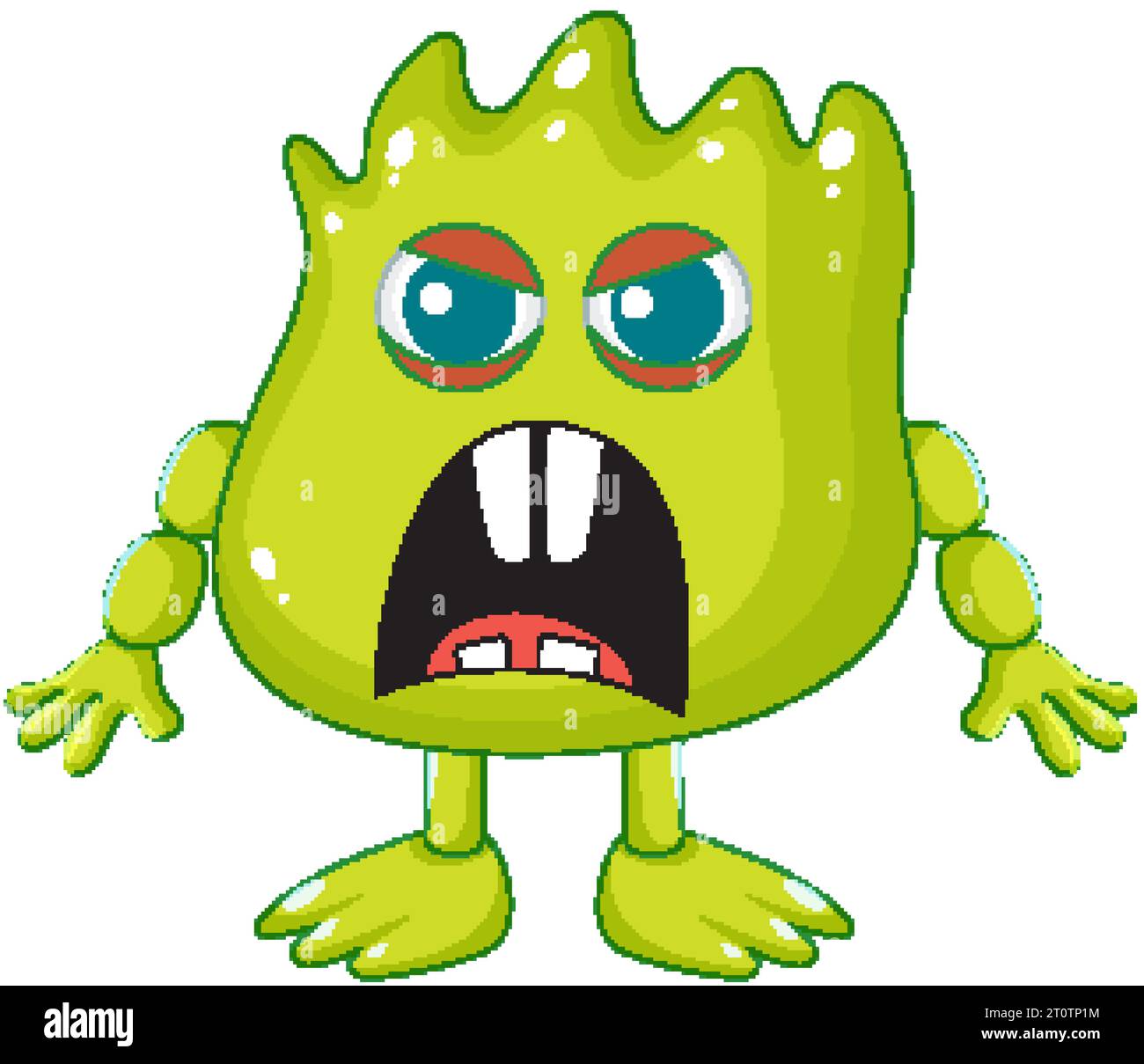 A vibrant and playful cartoon character with big teeth and a green ...