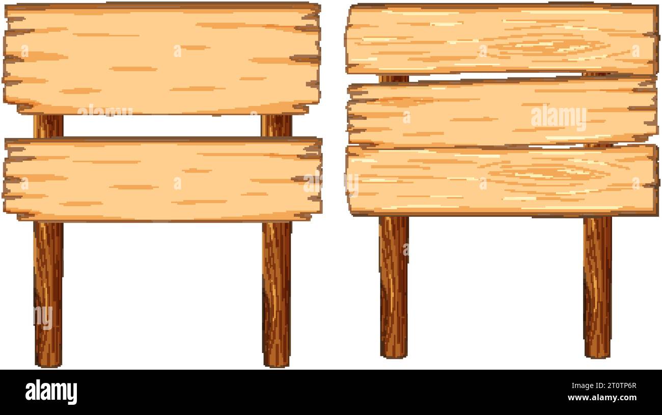 A vector cartoon illustration of two wooden signboard frames Stock ...