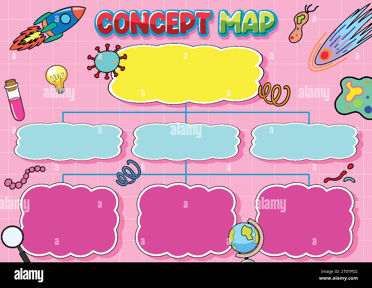 Vector cartoon illustration of a mind map background Stock Vector Image ...