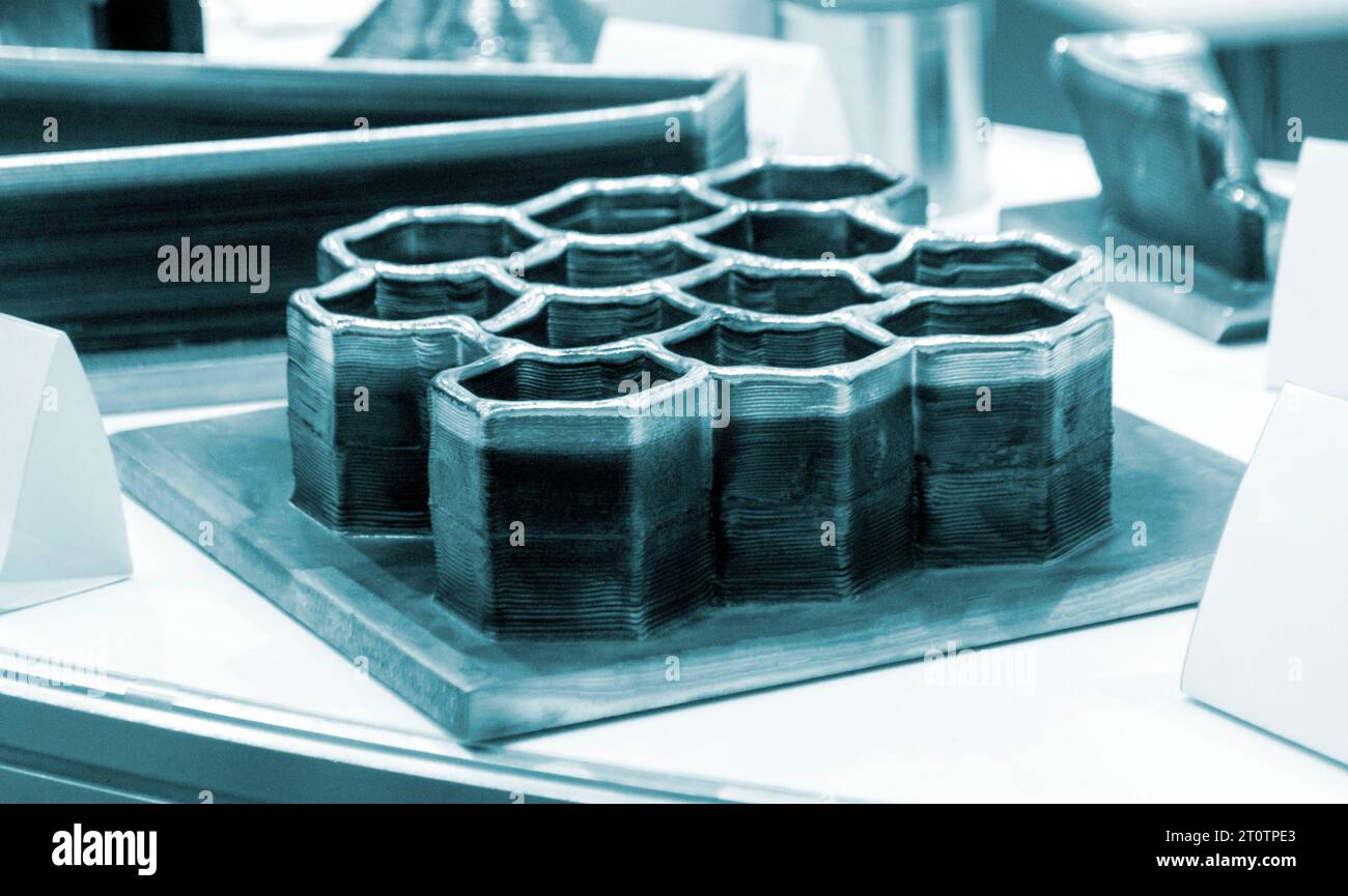 3d printed metal model close-up. Model printed on a 3D printer made of ...