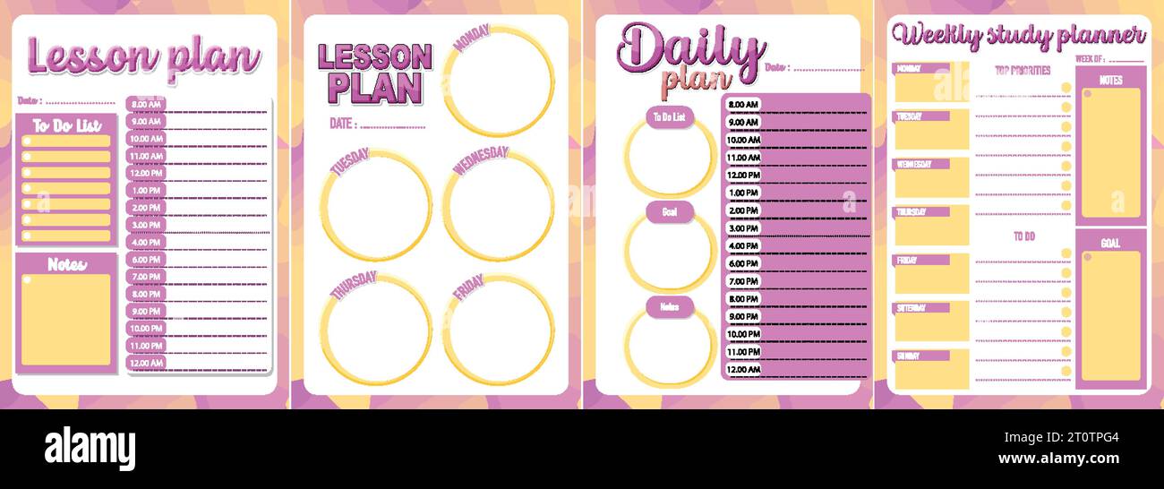 A visually appealing vector illustration of a study plan schedule for ...