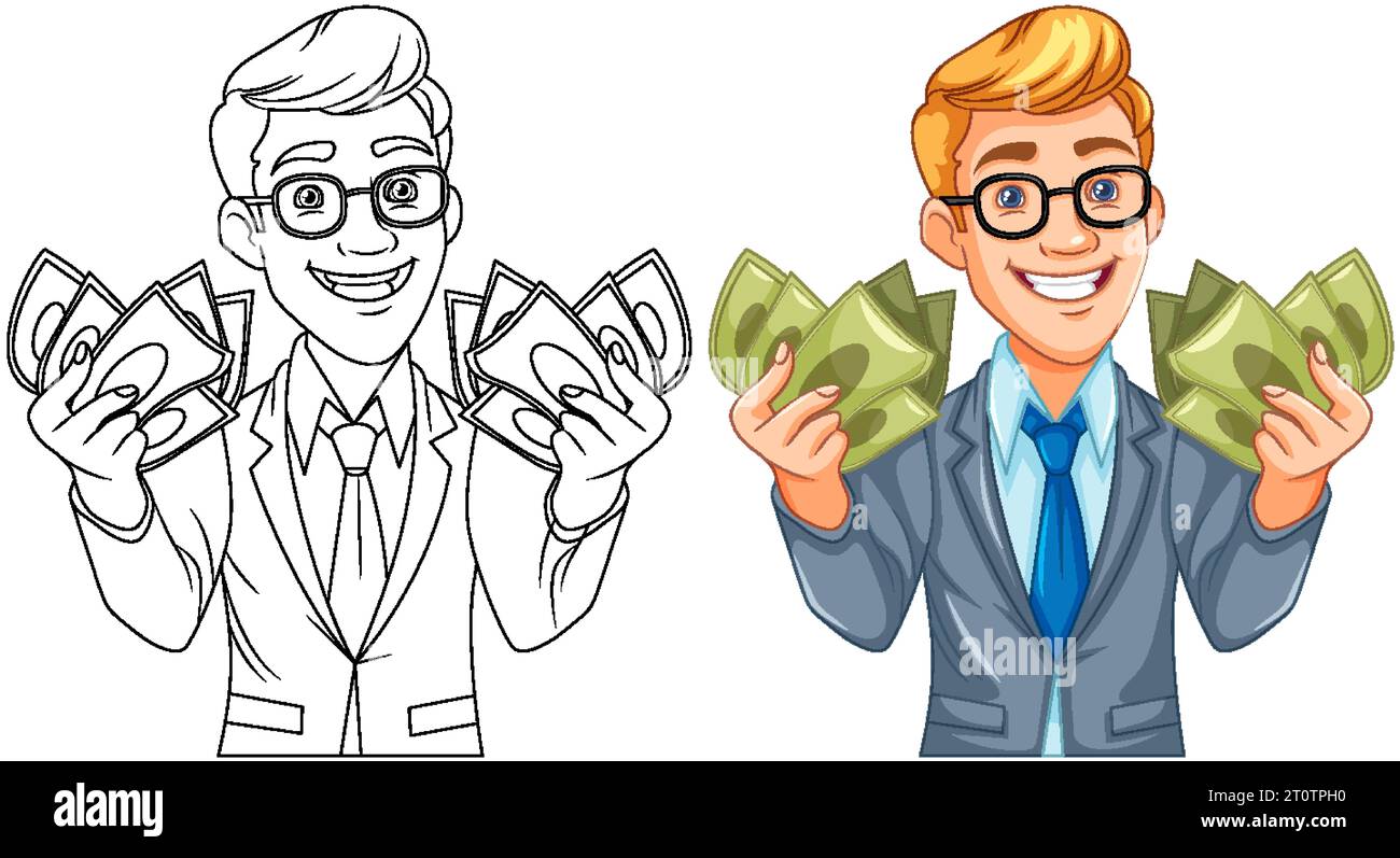 Youth business man holding money illustration Stock Vector Image & Art ...